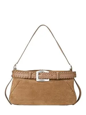 Staud Brooklyn Suede Shoulder Bag - Husk