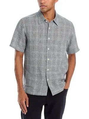 Theory Irving Short Sleeve Shirt In Relaxed Linen - Baltic Multi