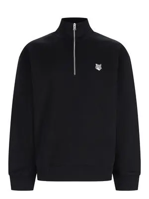 Maison Kitsuné Felpa "fox Head" Con Zip - Black