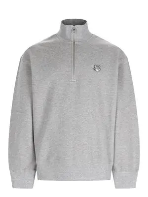 Maison Kitsuné Felpa "fox Head" Con Zip - Grey