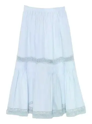 Ermanno Scervino Lace-trim Pleated Midi Skirt - Blue