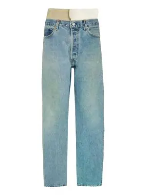 B Sides Suede-panelled Patchwork Jeans - Blue