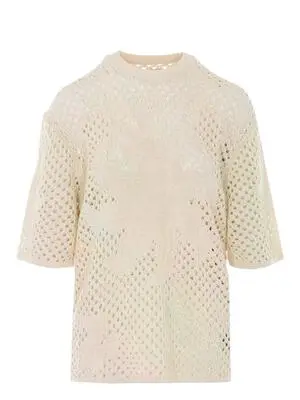 Zadig&Voltaire Embroidered Open-Knit T-Shirt Neutrals