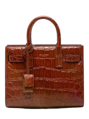 Saint Laurent Crocodile-embossed Leather Nano Sac De Jour Bag - Brown