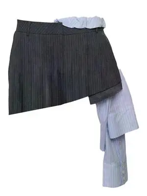 GRACE ELWOOD Pinstripe Skirt With Shirt-sleeve Attachment - Grey