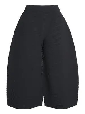 Issey Miyake Corrugated Knit Cropped Trousers - Black