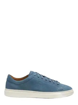 BOSS Suede Trainers With Embossed Logo - Blue