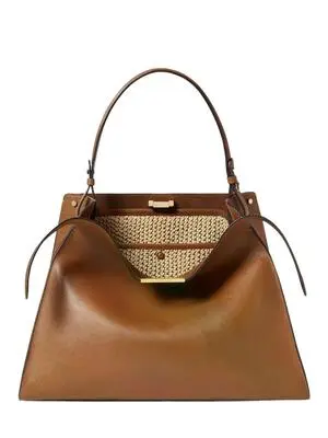 Fendi Medium Peekaboo Way Leather Tote Bag - Brown
