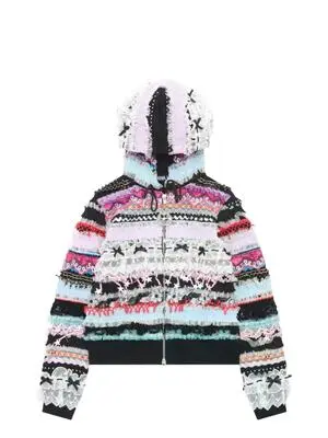 CHOPOVA LOWENA Ruffled Lace-trimmed Hoodie - White