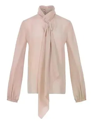 PHAEONIA Pussy-bow-collar Blouse - Pink