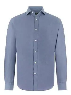 Boggi Milano Garment-washed Linen Shirt - Blue