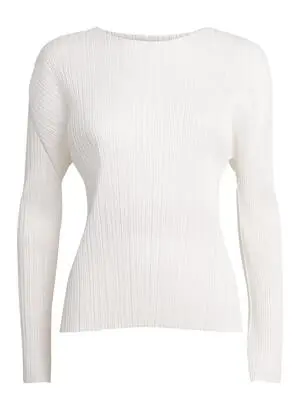 Issey Miyake Pleated Long-sleeve T-shirt - White