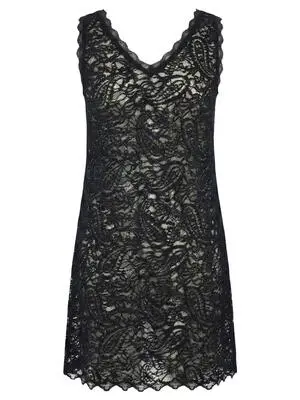 MODENAIRE Scalloped Lace Mini Dress - Black