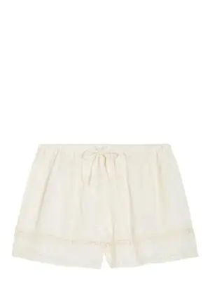 SOLAQUA Embroidered Cotton Shorts - Ivory
