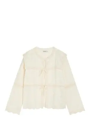 SOLAQUA Iris Embroidered Top - Ivory
