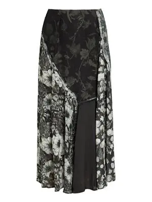 MAISON MARGIELA Panelled Floral-print Embellished Silk Midi Skirt - Multicoloured