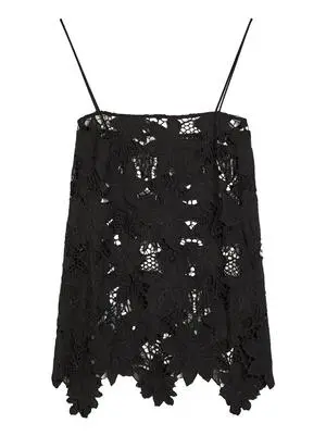 SOLAQUA Camilla Embroidered Guipure-lace Top - Black