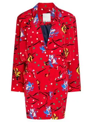 BLAZÉ MILANO Printed Silk Mini Shirt Dress - Red