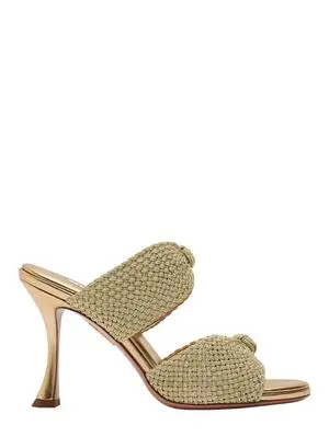 AQUAZZURA Aquazzurra Smile 95 Metallic Leather Mules - Gold