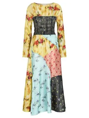 GANNI Printed Silk Maxi Dress - Multicoloured