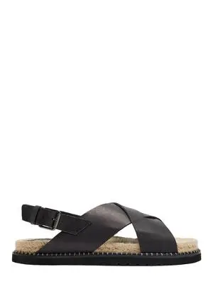 CastaÑer Tiago Leather Espadrille Sandals - Black
