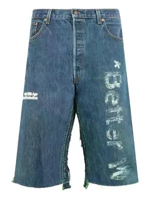 BETTER WITH AGE Logo-print Denim Shorts - Blue