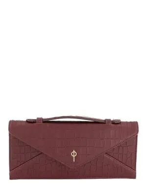 OTRERA Irene Croco-effect Top Handle Bag - Red