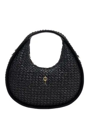 OTRERA Round Chain Straw Bag - Black