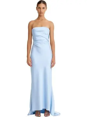 Significant Other Lucile Strapless Satin Gown - Ice Blue