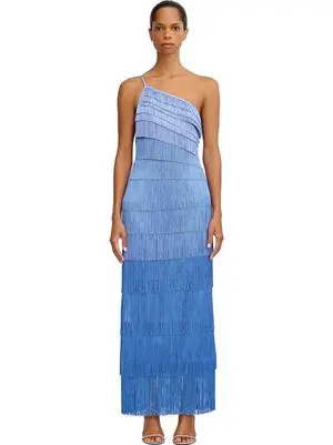 Significant Other One-shoulder Maxi Dress With Fringing - Periwinkle