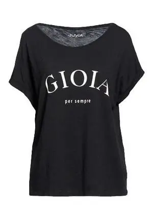 JUVIA Printed Cotton Viscose T-shirt - Black