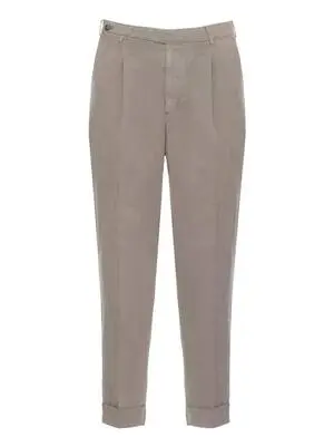 PT TORINO Herringbone Pleated Trousers - Neutrals