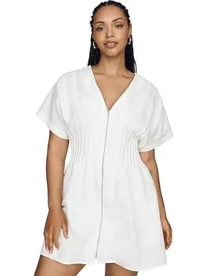 EXQUISE Tobie Pleated Mini Dress - White