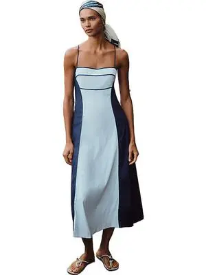 Maeve Colorblock Midi Dress - Navy