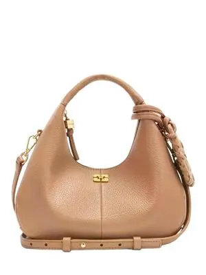 GANNI Logo Plaque Tote Bag - Brown