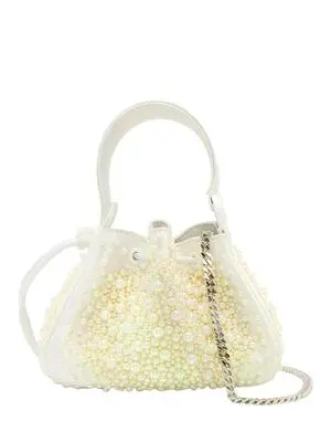 Oscar De La Renta Leather Mini Bag With Faux-pearl Embellishment - Neutrals