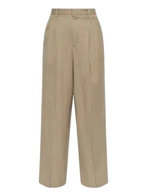 Ami Wool Wide-leg Trousers - Beige