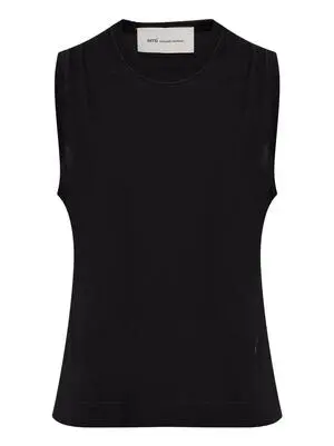 Ami Top With Embroidered Logo - Black
