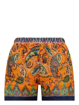 Etro Patterned Ramie Shorts - Orange