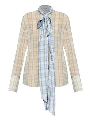 Acne Studios Checked Silk Shirt With Scarf - Multicolour