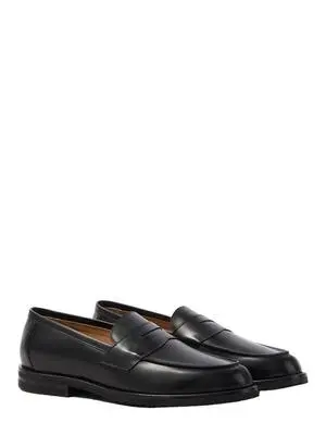 Thom Sweeney Leather Penny Loafers - Black