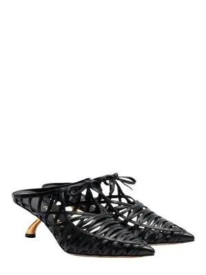 FERRAGAMO Cirry Leather Mules - Black