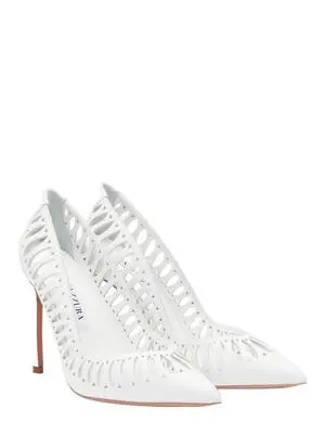 AQUAZZURA Gisele Perforated Leather Pumps - White