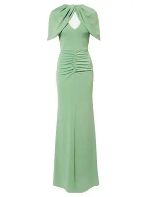 Rebecca Vallance Isla Caped Ruched Gown - Green