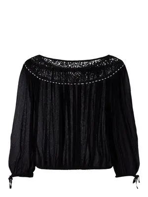 Isabel Marant Étoile Nelida Guipure Lace-trimmed Silk Blouse - Black