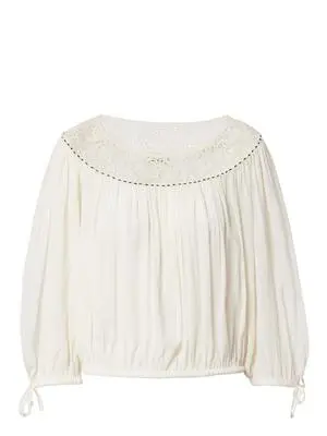 Isabel Marant Étoile Nelida Guipure Lace-trimmed Silk Blouse - White