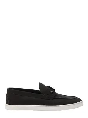CHRISTIAN LOUBOUTIN Chambeliboat Leather Slip-on Shoes - Black