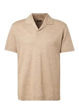 Zegna Linen Polo Shirt Beige