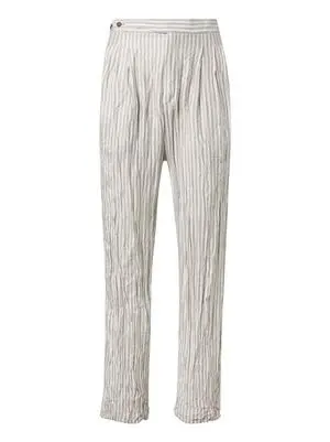 Zegna Striped Silk Straight Pants - Grey