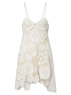 SELF-PORTRAIT Crochet Mini Dress - White